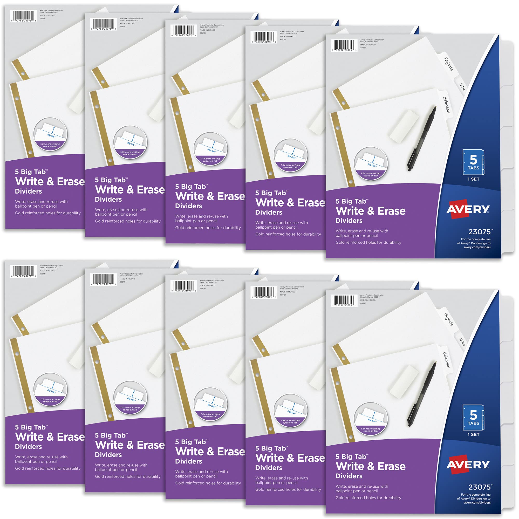 Snapklik.com : Avery Write & Erase Big Tab Paper Dividers For 3 Ring ...