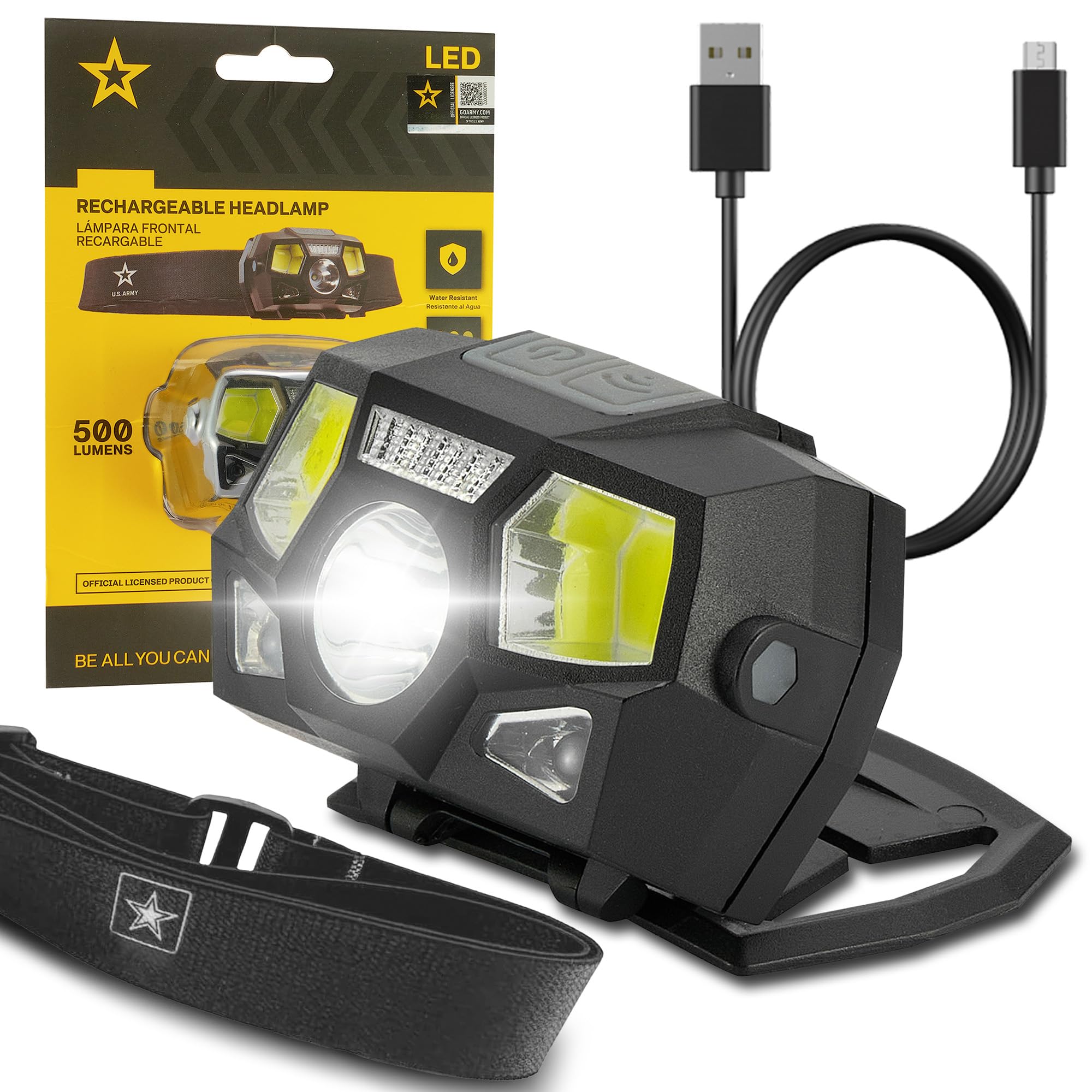 Amazon.com : US Army Headlamp with Adjustable Headband - 500 Lumen Head ...