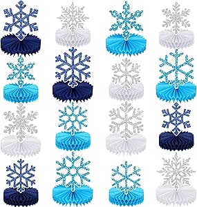 Amazon.com: 16 PCS Snowflake Honeycomb Centerpieces Frozen Winter ...