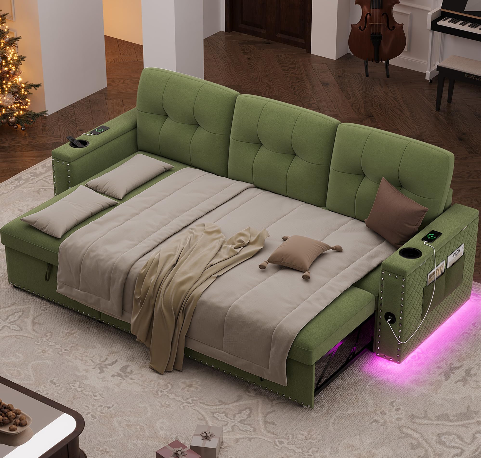 Amazon.com: HIFIT Sleeper Sofa Bed- 87" L Shaped Sectional Sofa Pull ...