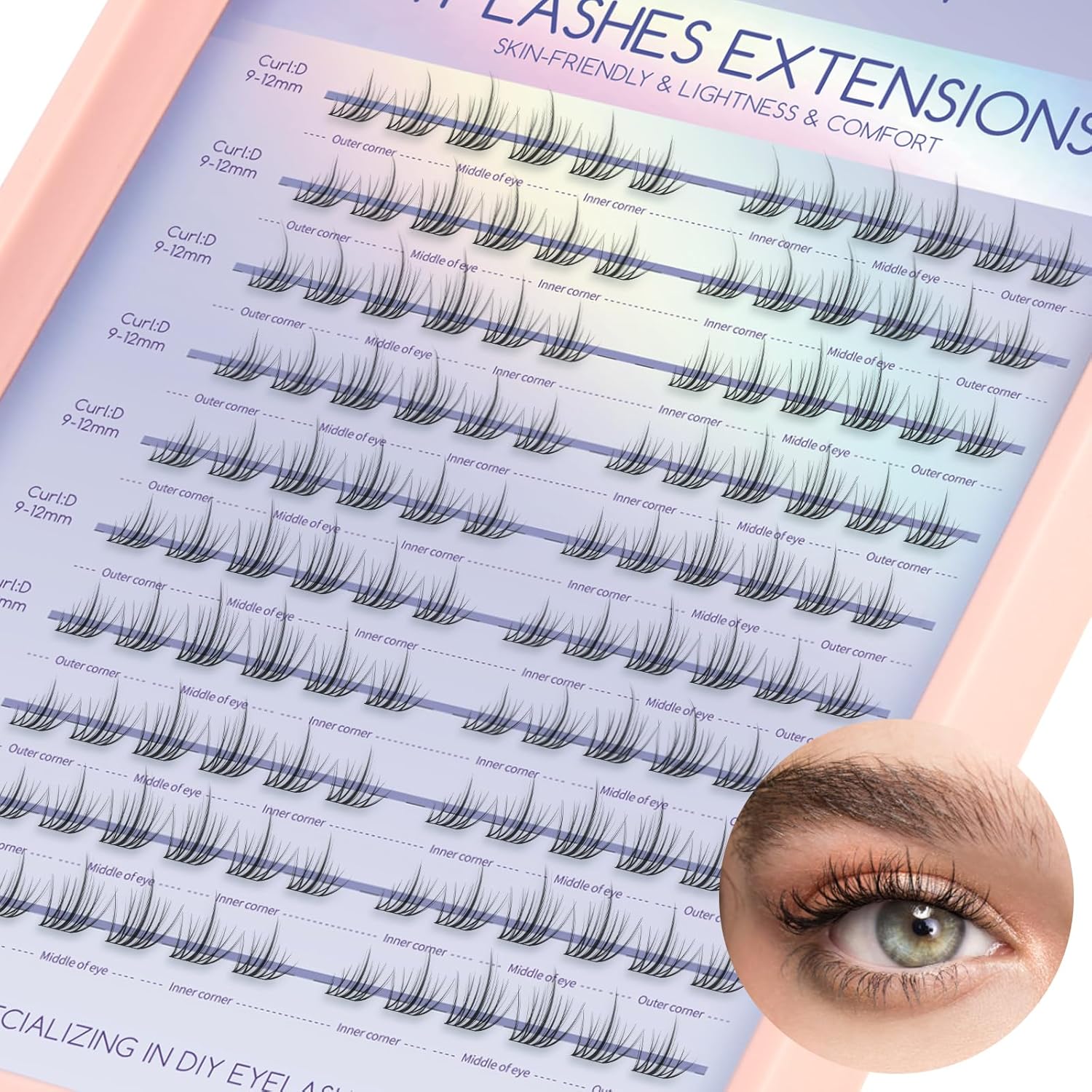 MLEN DIARY Manga Lashes 120 Cluster Lashes 9-12mm D Curl Individual ...