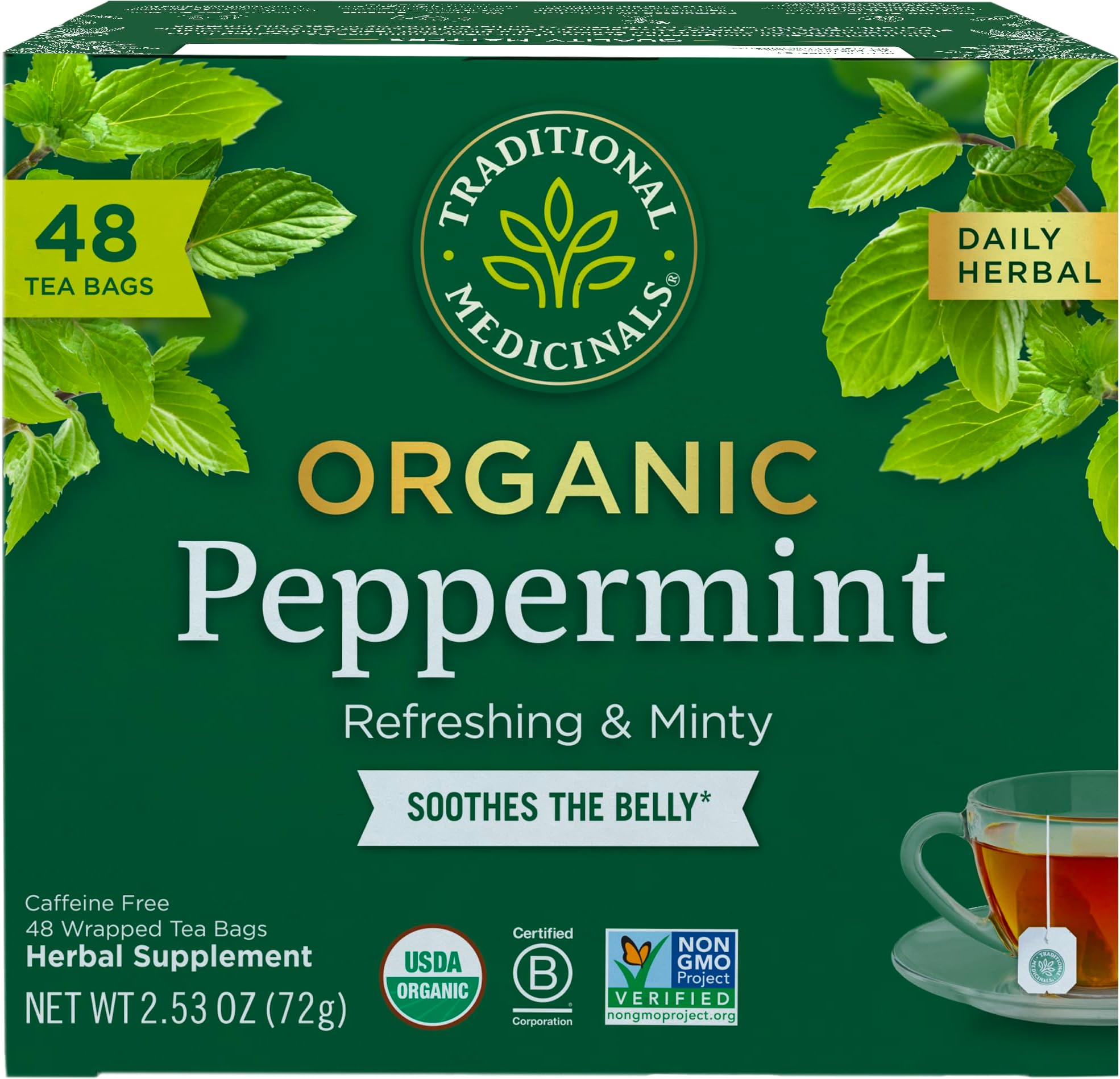 Amazon.com : Traditional Medicinals Tea, Organic Peppermint, Soothes ...
