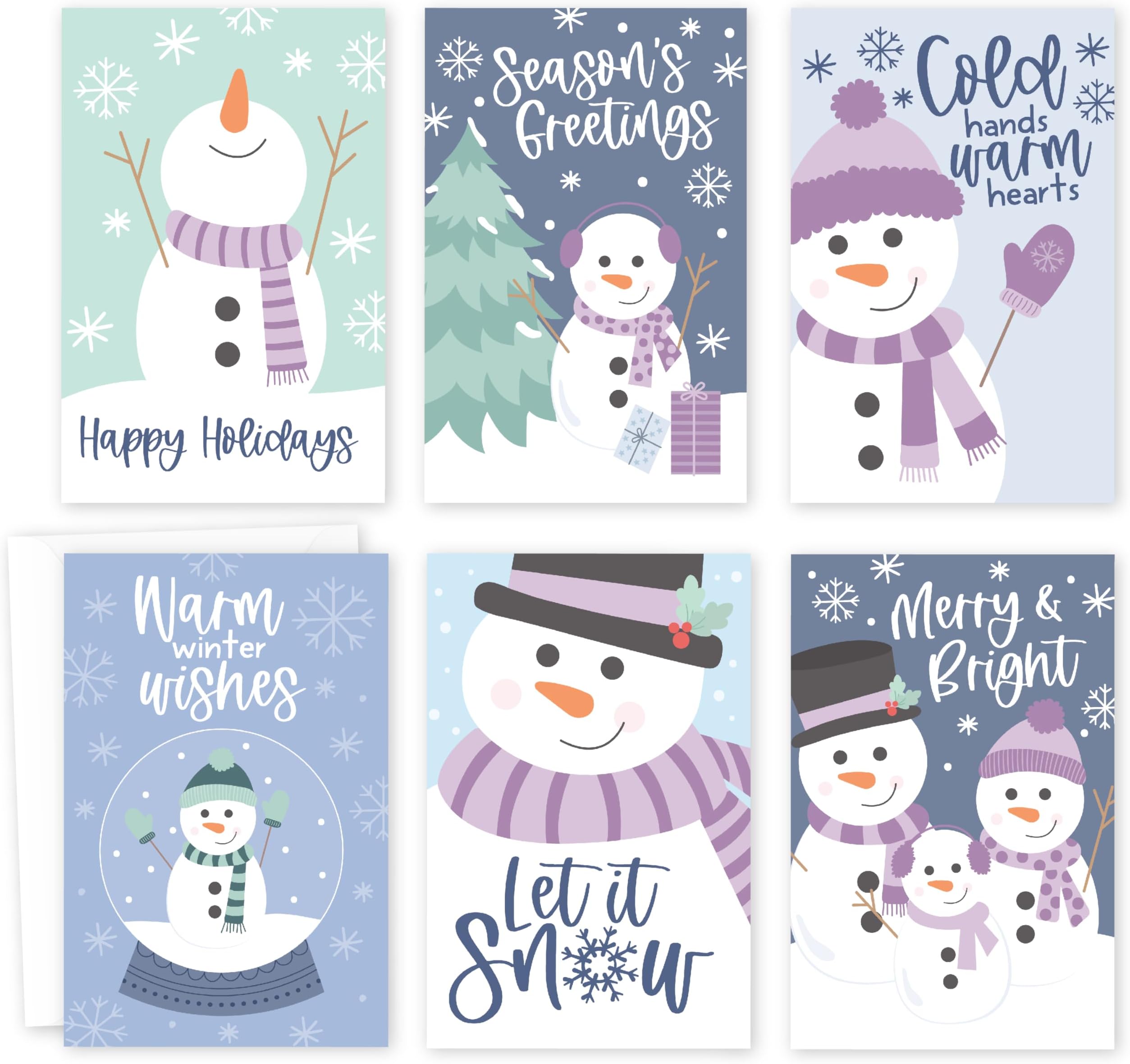 Amazon.com : Snowman & Sweet Bird Christmas Cards - Holiday Greeting ...