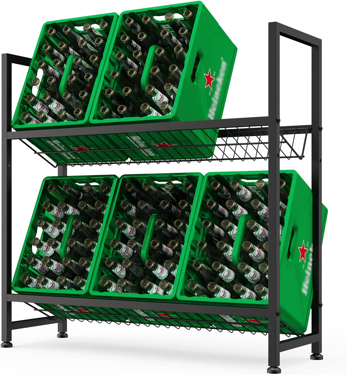 pickpiff Drinks Crate Rack, 4 Boxes Freestanding Box Stand, Beer Rack ...