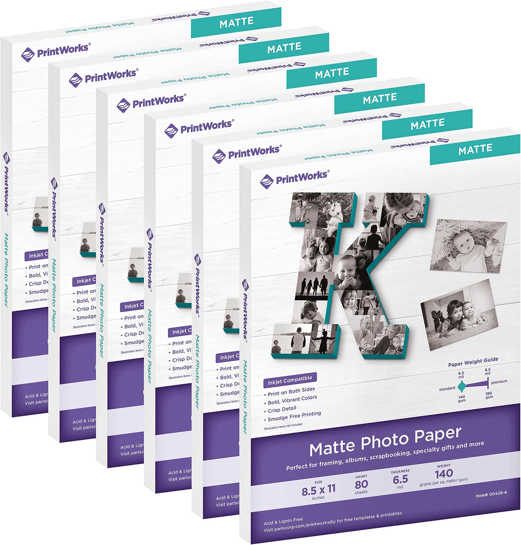 Amazon.com : PrintWorks Matte Photo Paper, For Use with Inkjet Printers ...