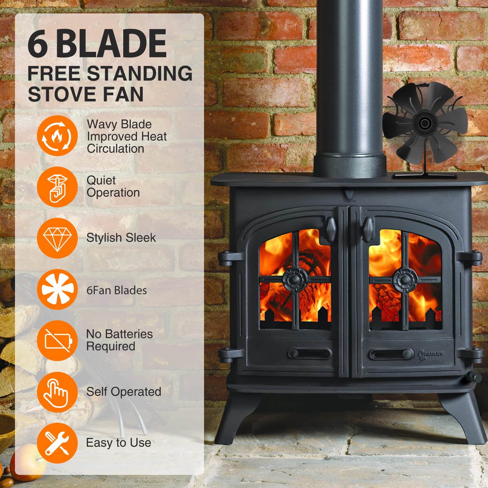Heat Fan Stove Fan 6-Blade Wood - Efficient Heat Circulator For ...