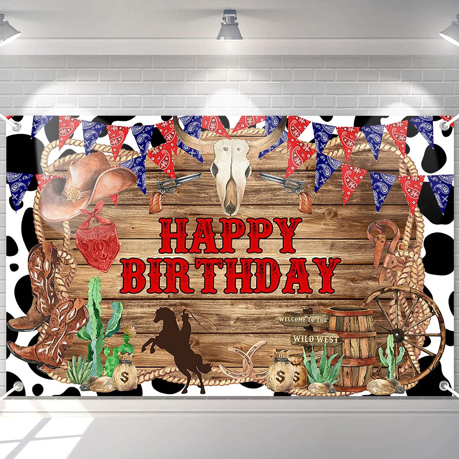 Amazon.com : Avezano Cowboy Birthday Banner Western Cowboy Theme ...