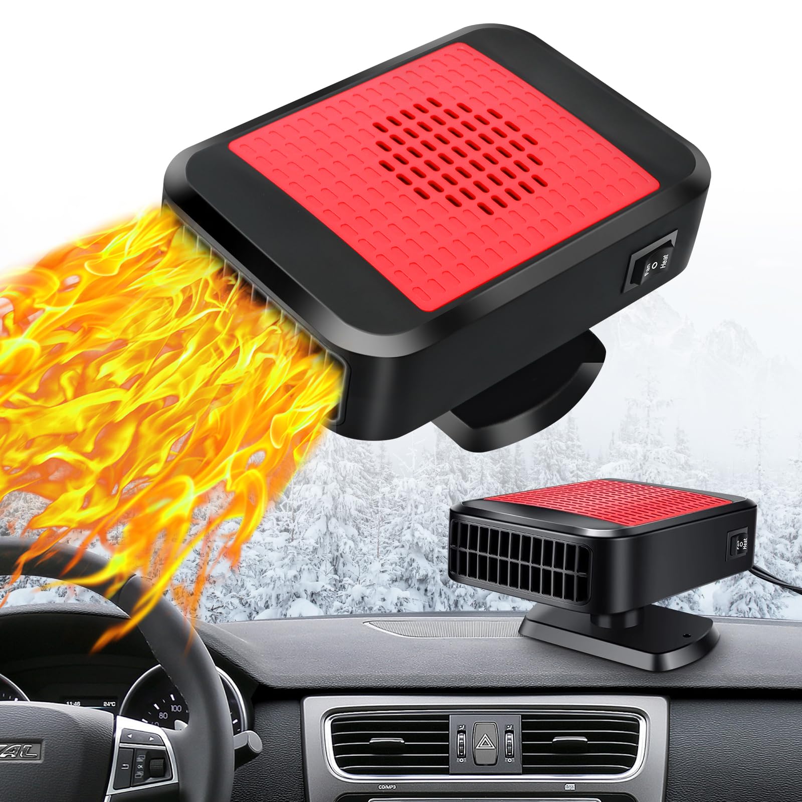 Amazon.com: Car Heater,12V 200W Car Heater Defroster 360°Rotation 2 in ...