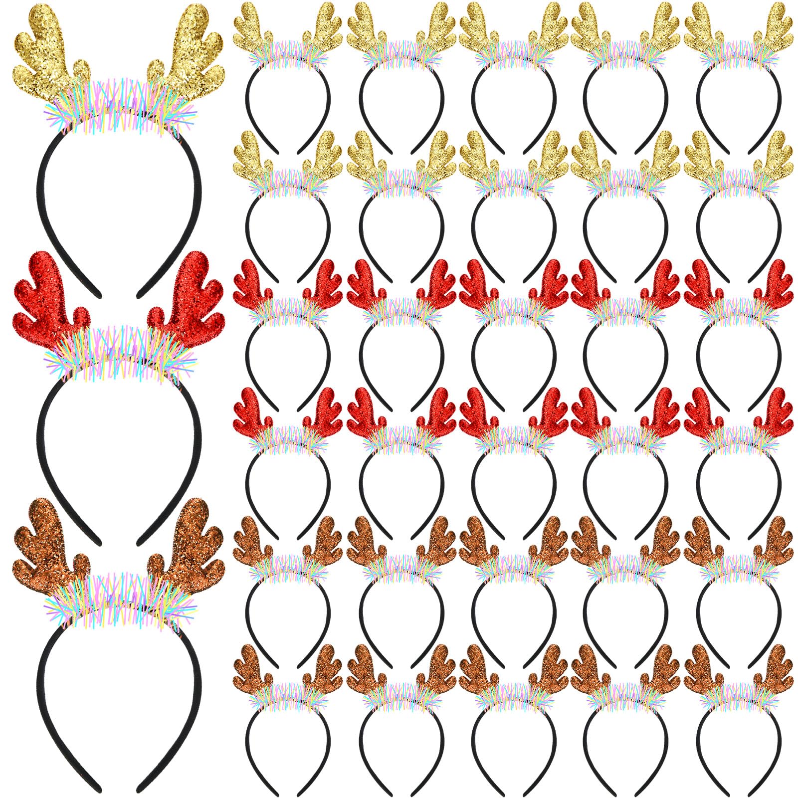 Amazon.com: Riceshoot 30 Pcs Christmas Reindeer Antlers Headband Bulk ...