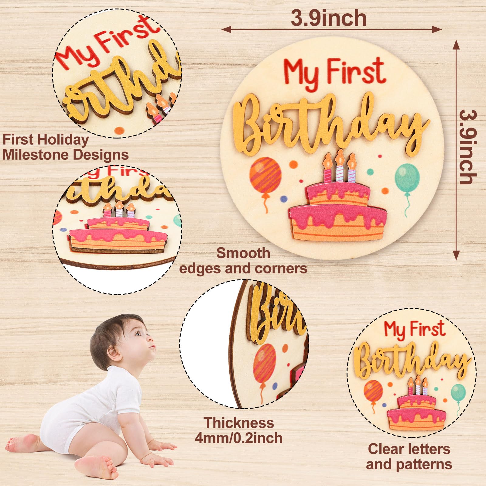 Baby Shower Christmas Gift Baby First Christmas Milestone Sign - Wooden ...