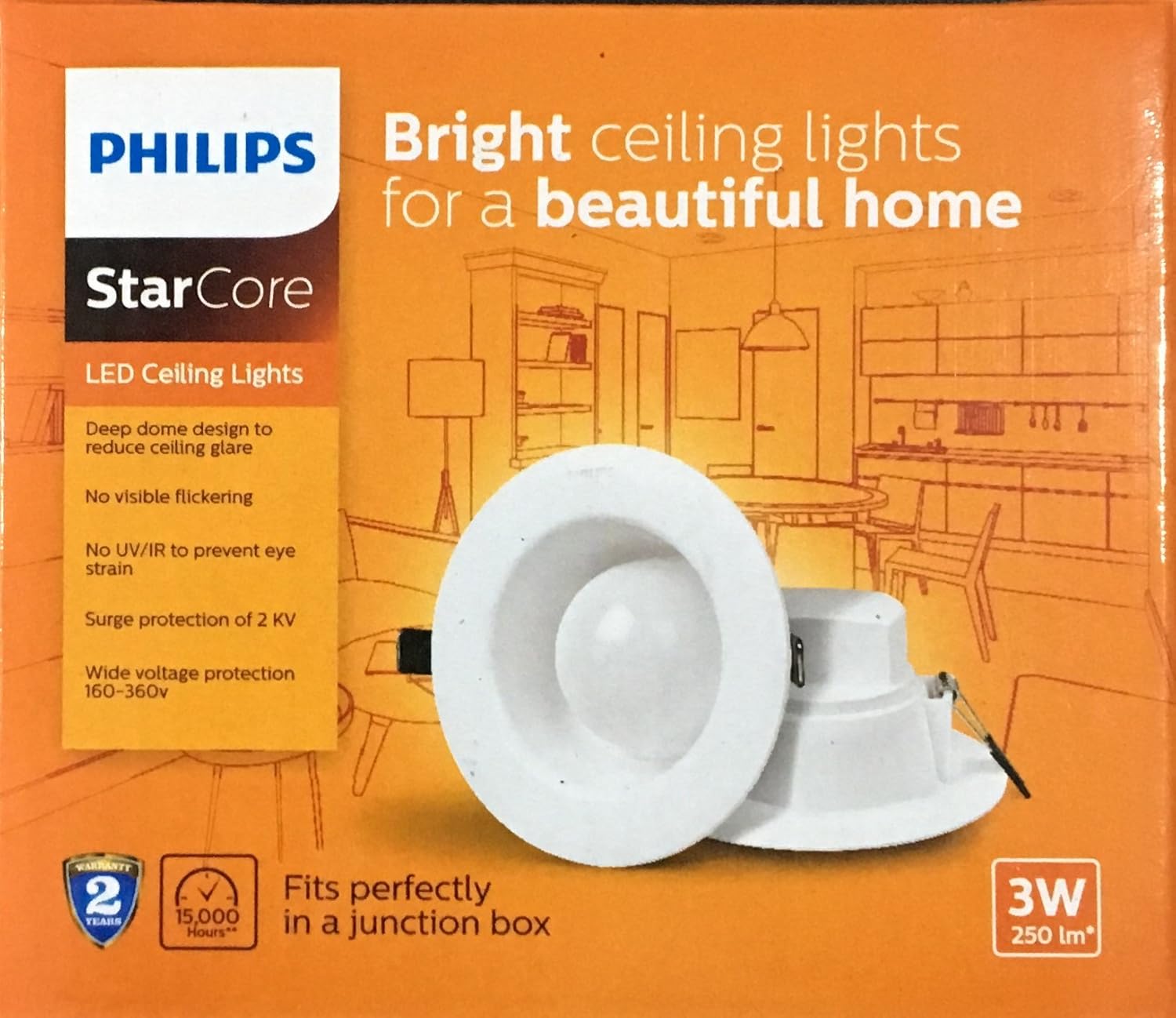 Buy Philips 915005536701 3-Watt LED Ceiling Light (Warm White, Round ...