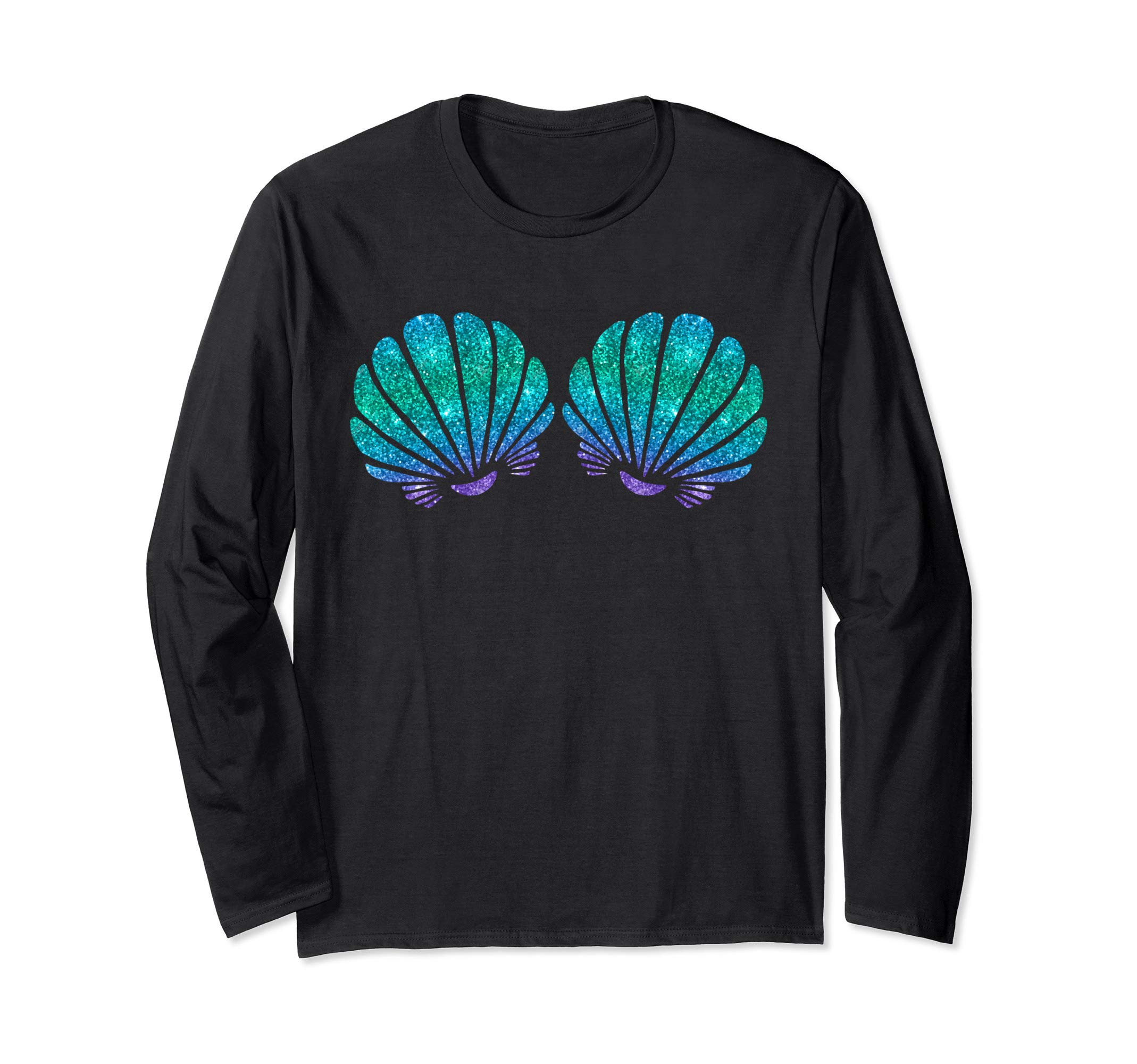 Amazon.com: Mermaid Sea Shell Bra Costume Long Sleeve T-Shirt ...