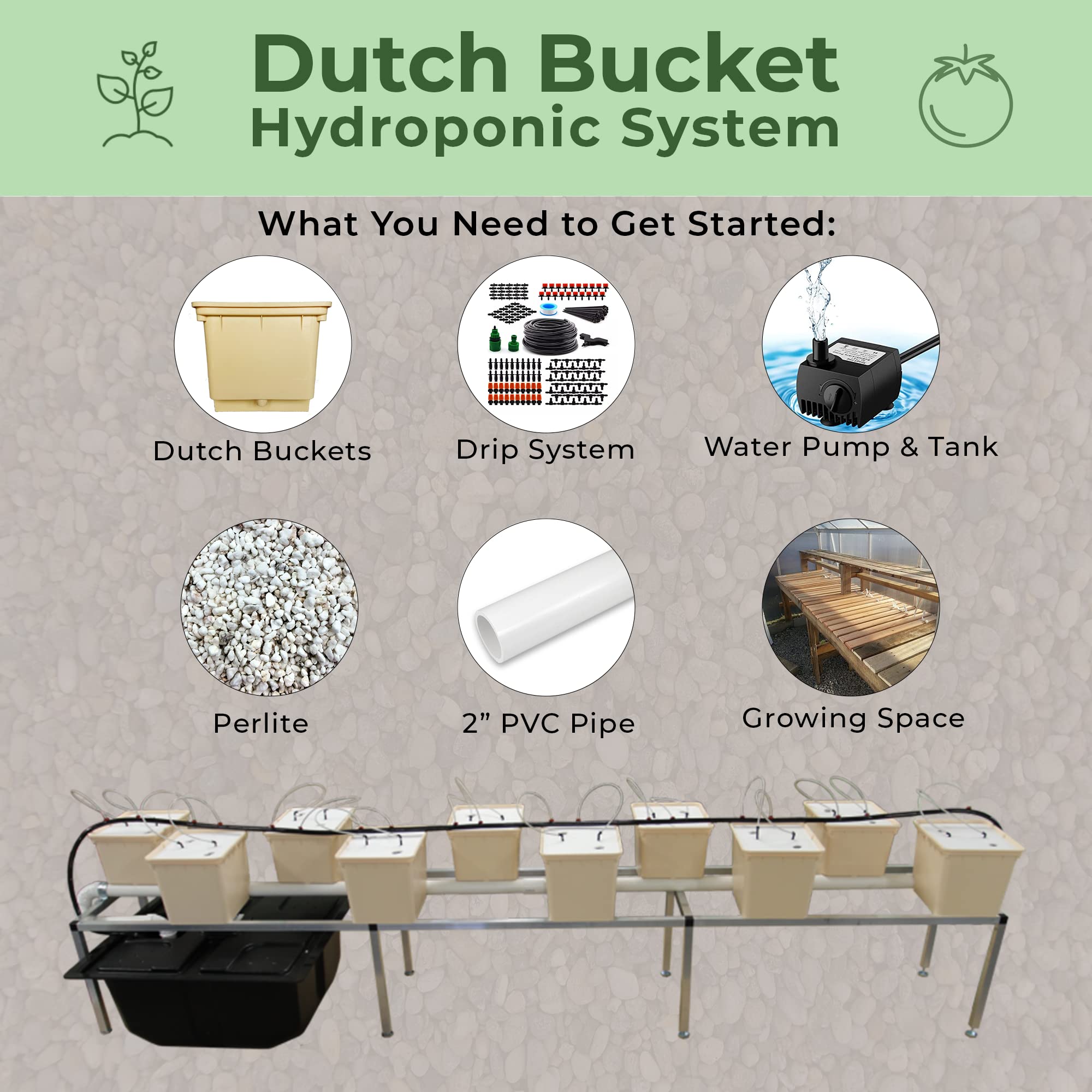 Hydroponic System 10-Pack Hydroponic Dutch Buckets - 11L Bato System ...