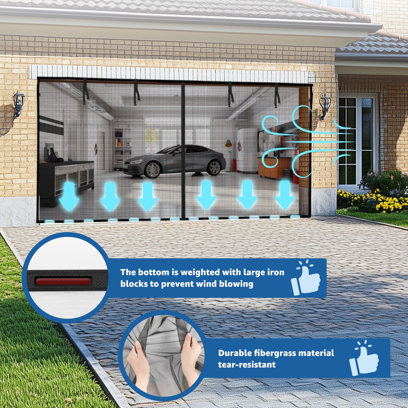 Snapklik.com : Garage Door Screen 2 Car: 16x7FT Garage Screen Door ...