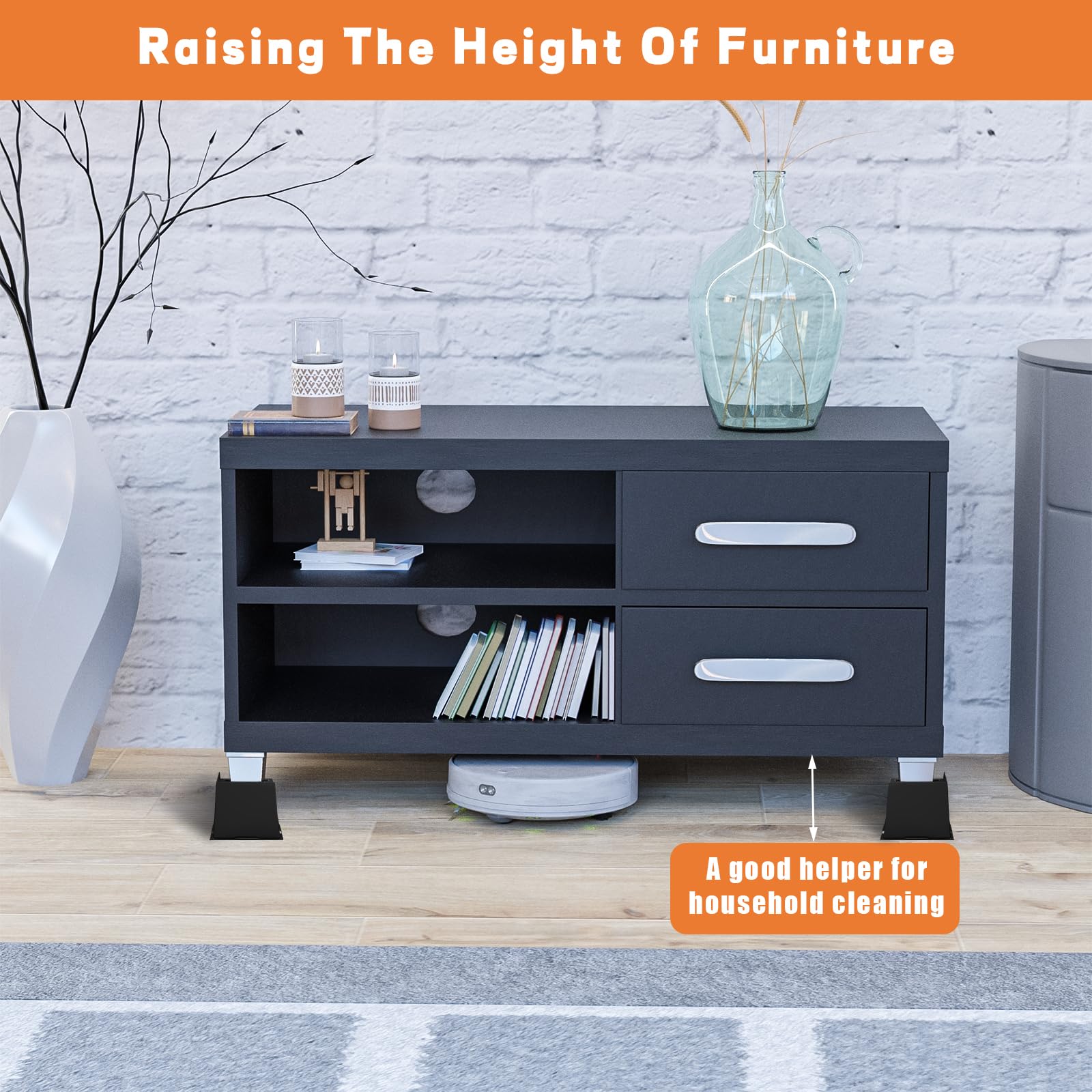 Jeethemy Bed Risers, 6-inch Furniture Risers for Desk/Couch/Sofa/Table ...