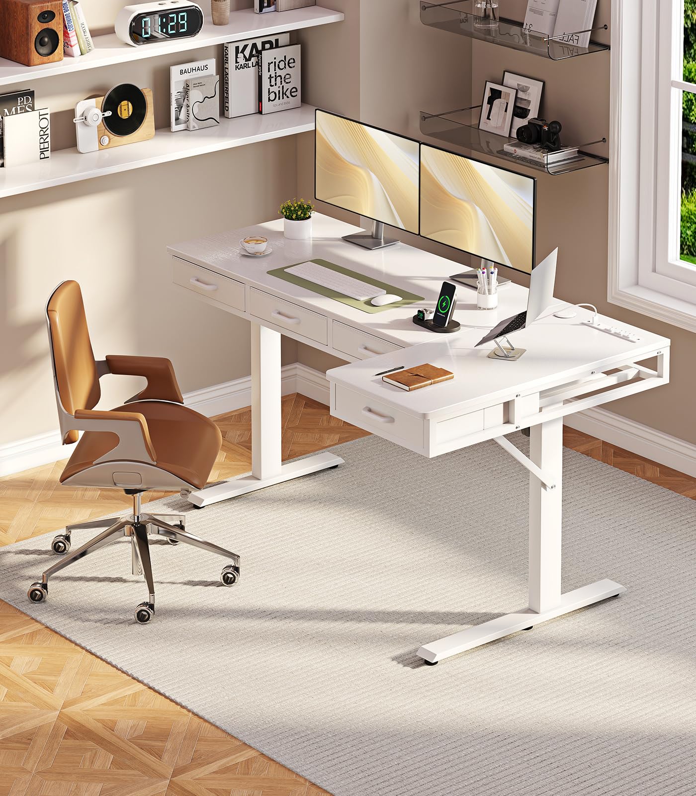 Snapklik.com : OffiGo 63 Inch L Shaped Electric Standing Desk