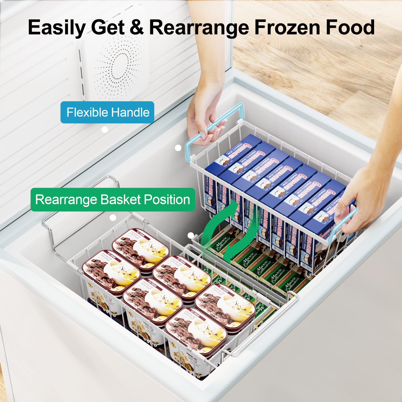 Snapklik.com : iSPECLE 4 Pack Freezer Organizer Bins - Fit 7 CuFt Chest ...