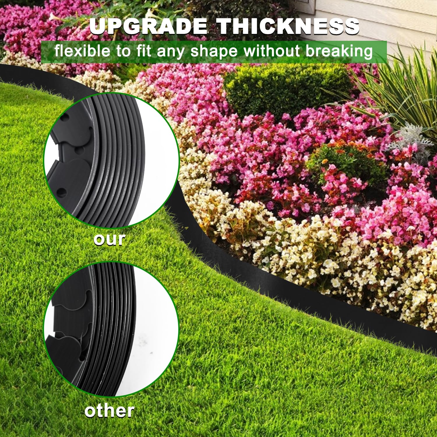 Snapklik.com : Hugeleaf 26 Feet No Dig Landscape Edging, 4.5 Inch Tall ...