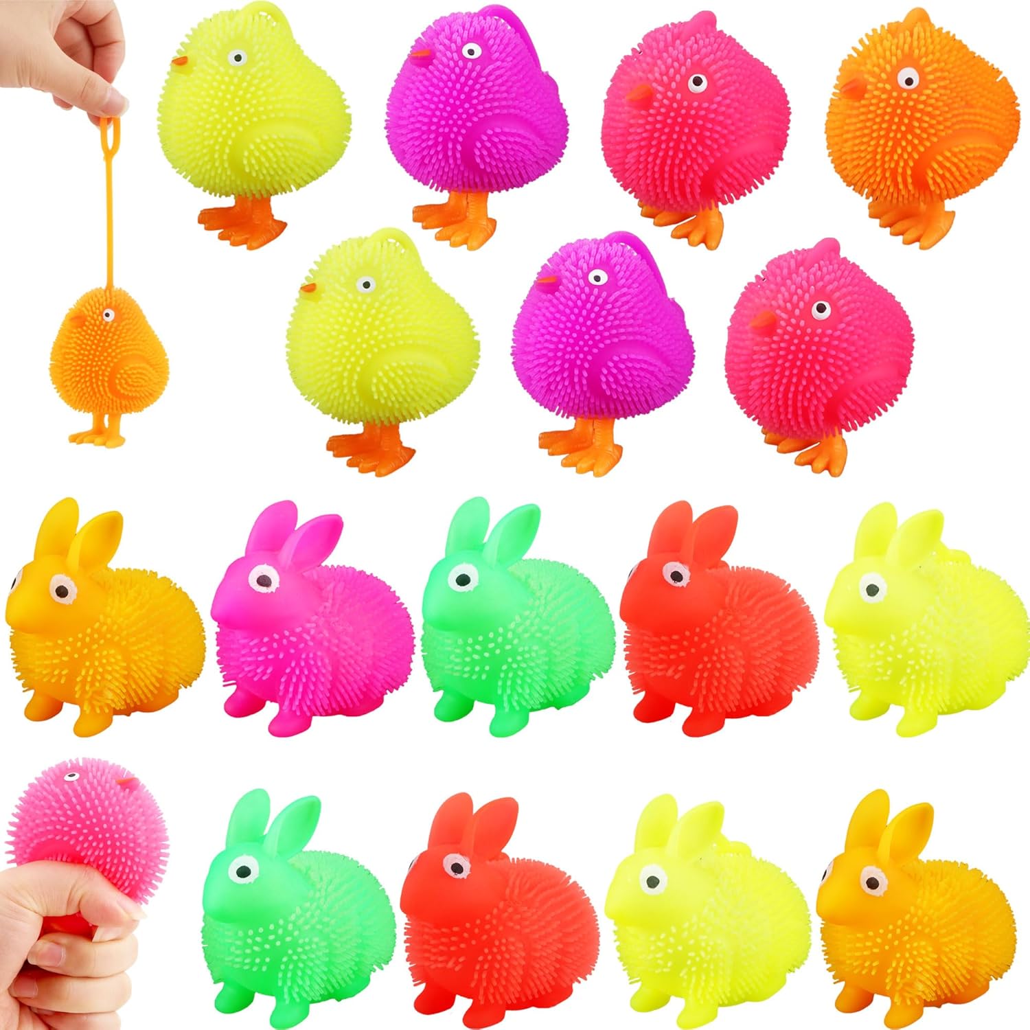 Amazon.com: Octaday 18 Pack 1.8 Inch Puffers Chicken Bunny Squeeze Toy ...