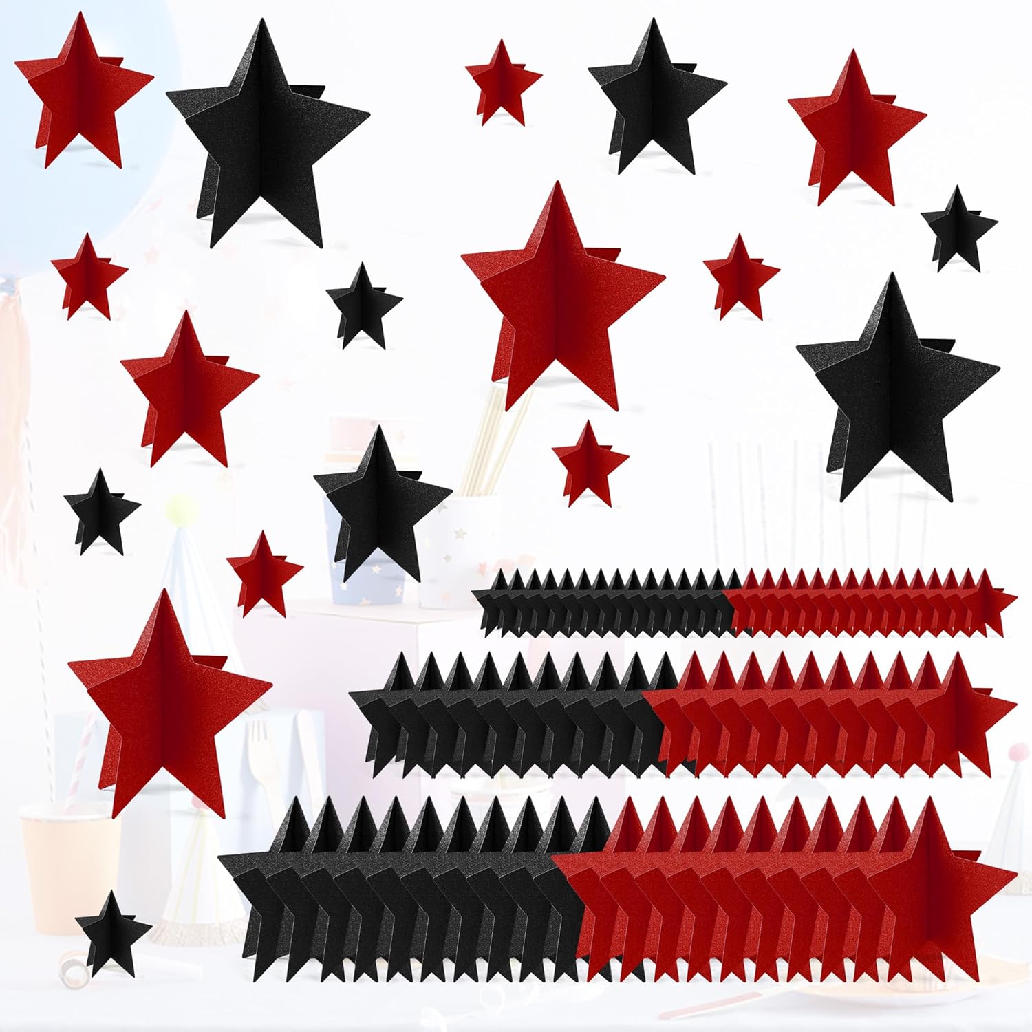 Amazon.com: 70 Pcs Red and Black Star Centerpieces for Men Women Black ...