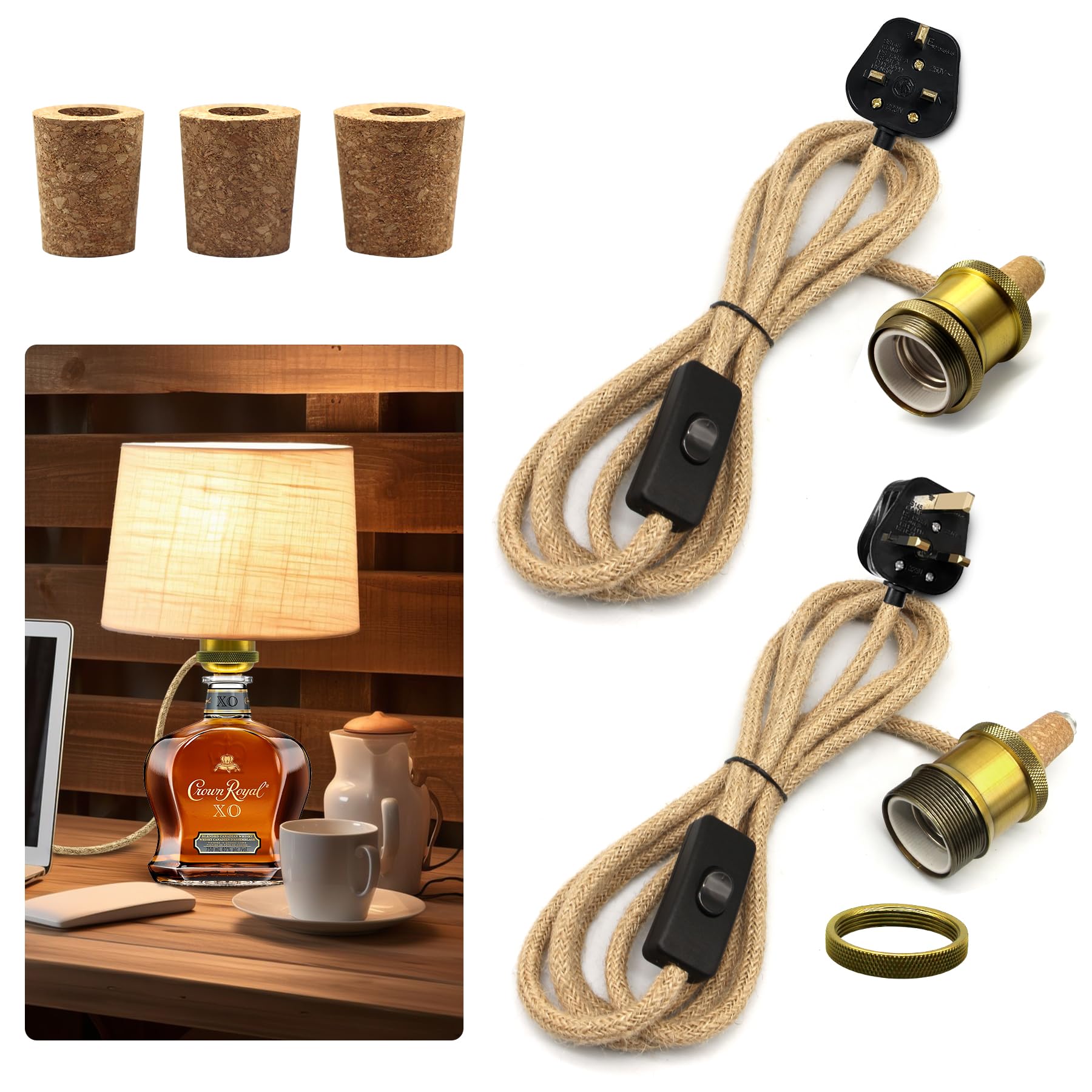 Bottle Lamp Adaptor Kit, 2Pcs Bottle Lamp Kits, Bronze Lamp Fittings ...