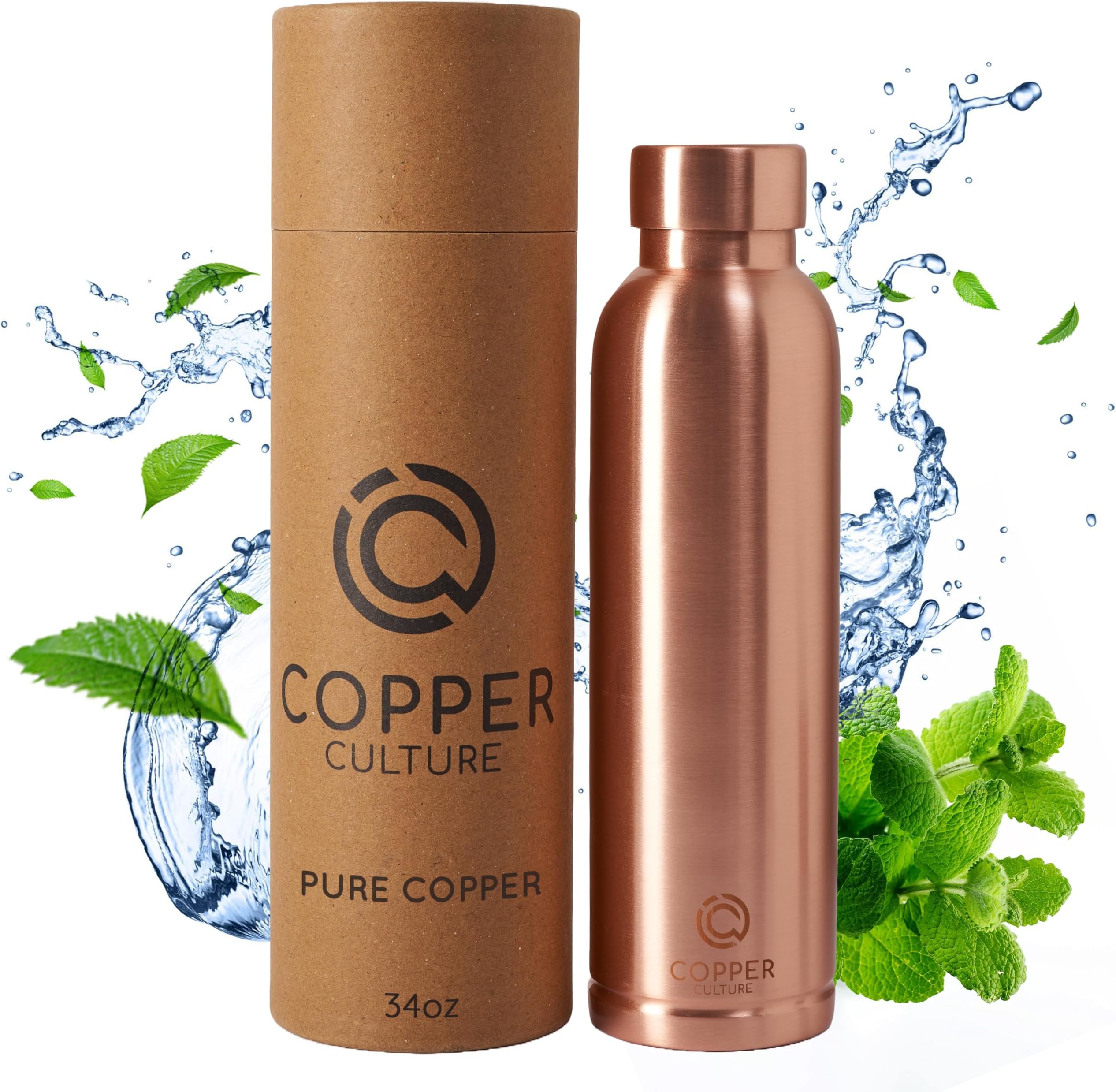 Amazon.com: Pure Copper Water Bottle - Indian Handmade Ayurveda Healing ...