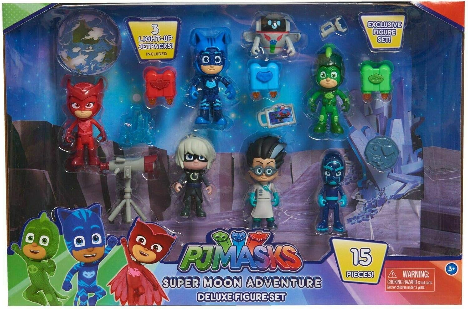 PJ MASKS Super Moon Adventure Deluxe Figure set - 15 Pieces! : Amazon ...