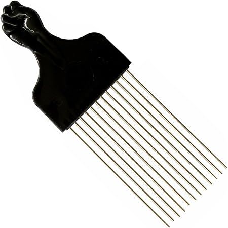 Amazon.com : Afro Pick w/ Black Fist - Metal African American Hair Comb ...