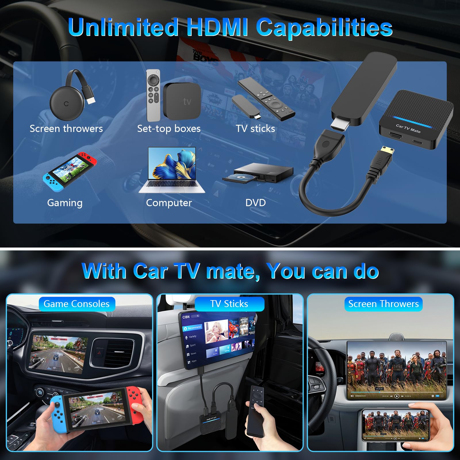 Snapklik.com : MTAKYA Car TV Mate Pro & Wireless CarPlay HDMI ...