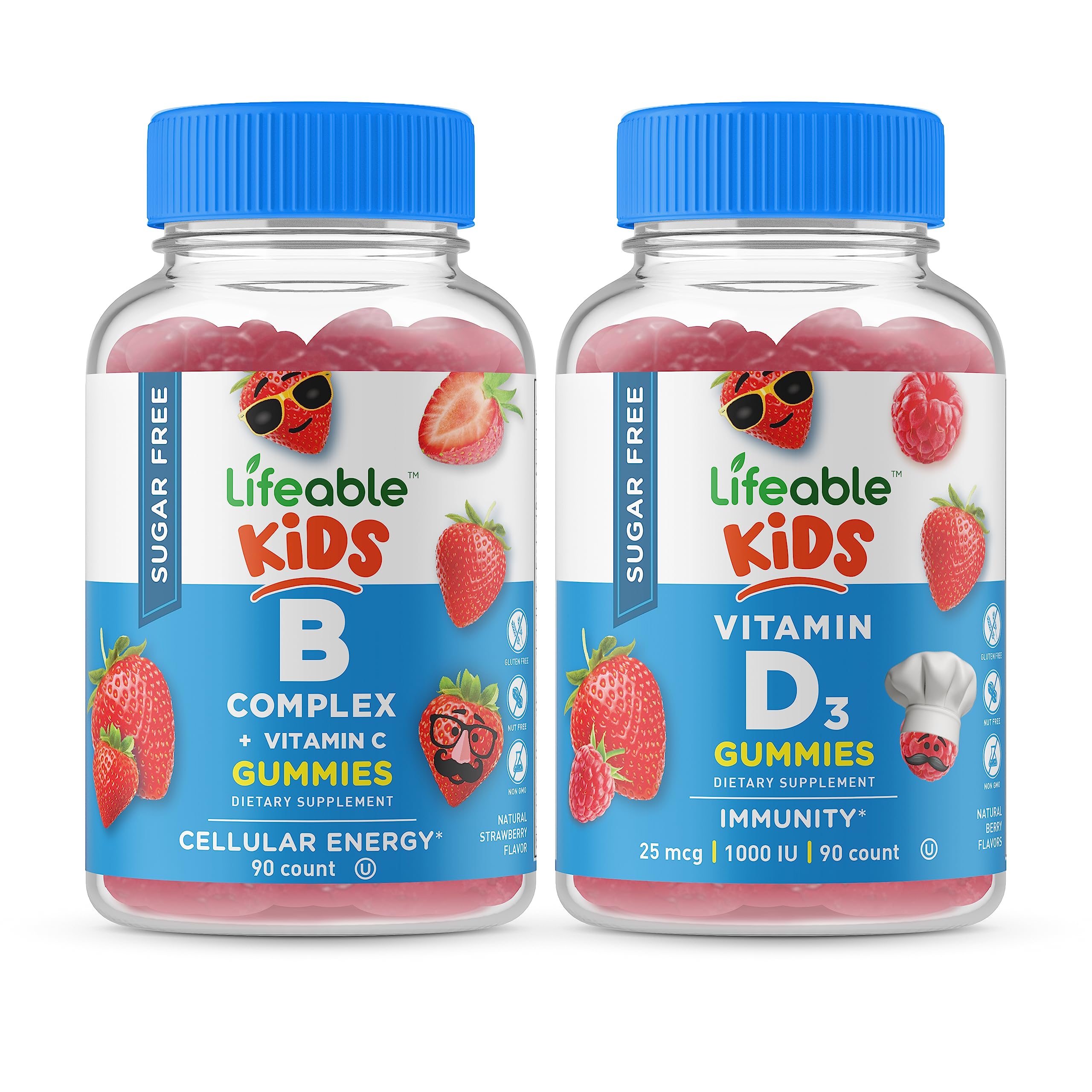 Amazon.com: Lifeable Sugar Free B Complex Kids + Vitamin D Kids ...