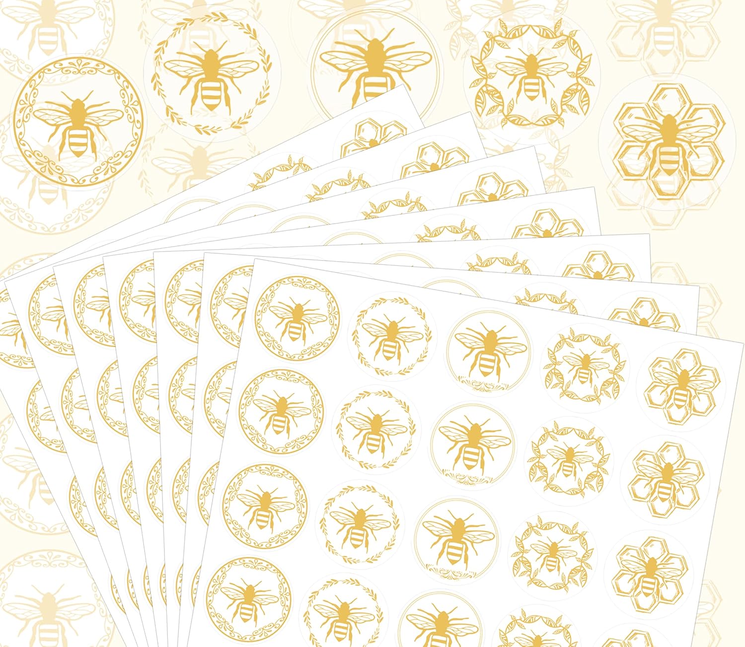Amazon.com: 250 calcomanías de sellos dorados de abeja de miel de 1.5 ...