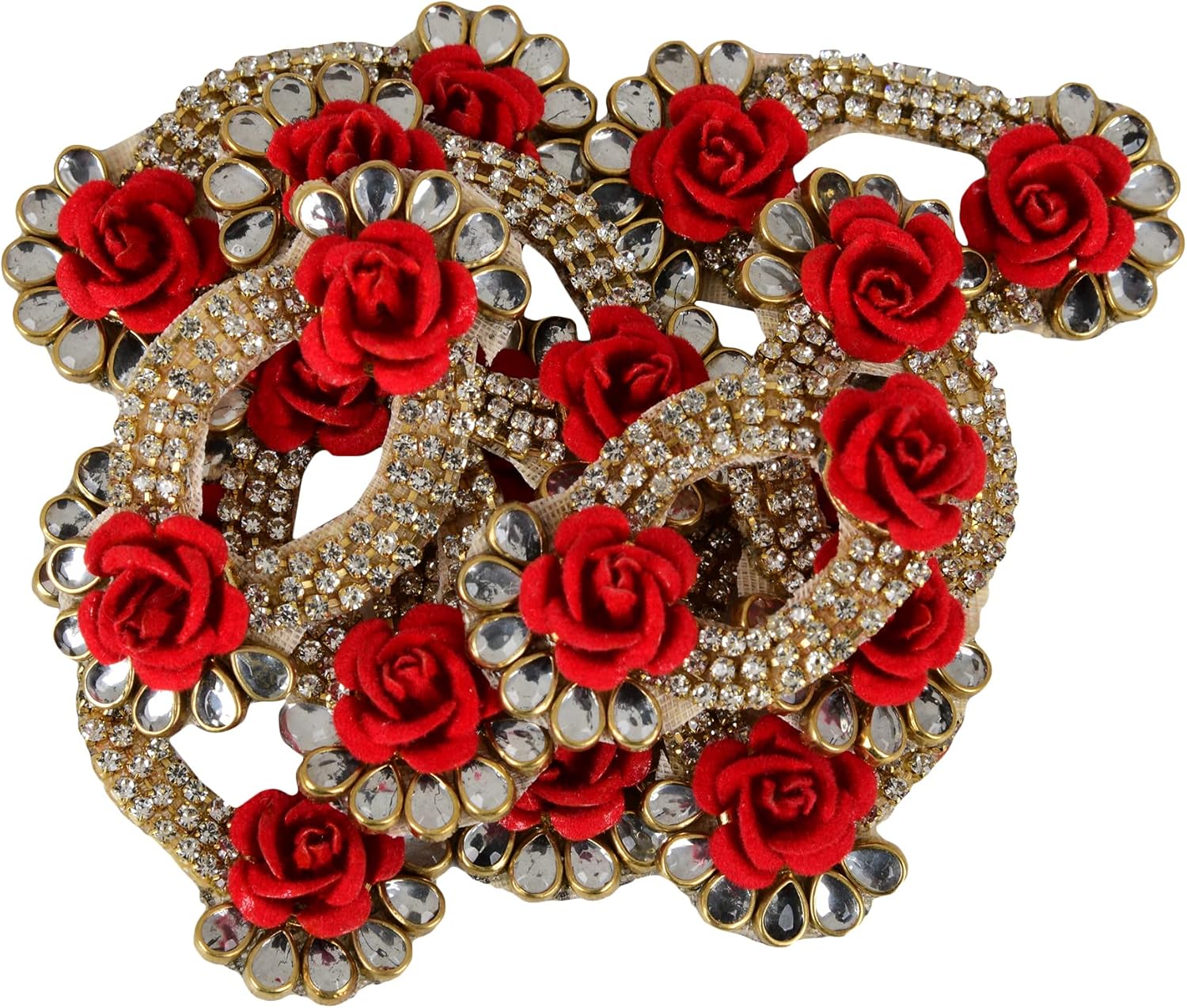 Amazon.com: GROTESQUE Red Color Embroidery Kundan Patch Sewing ...