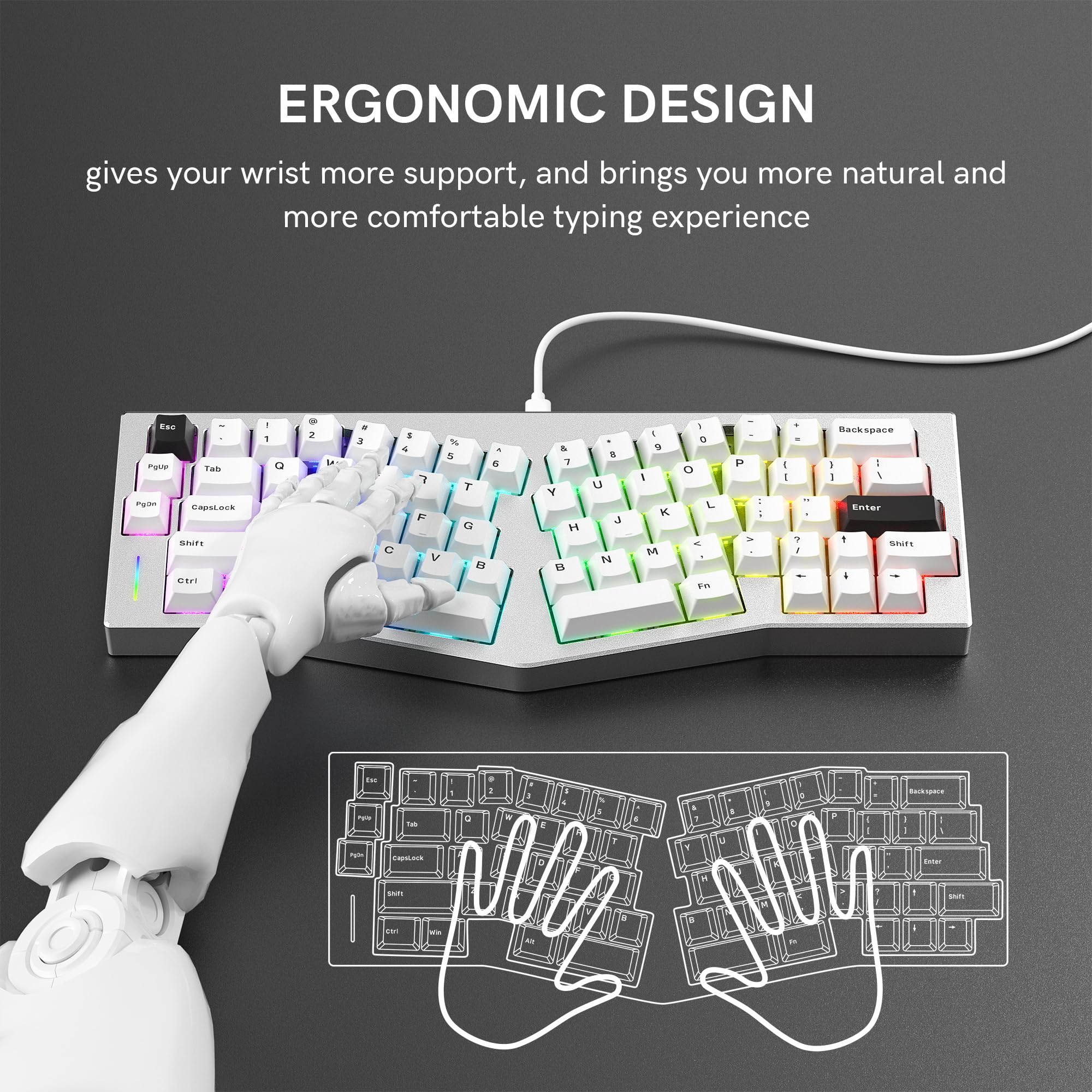 Snapklik.com : A67 Mechanical Gaming Keyboard White, 60 Percent Wired ...