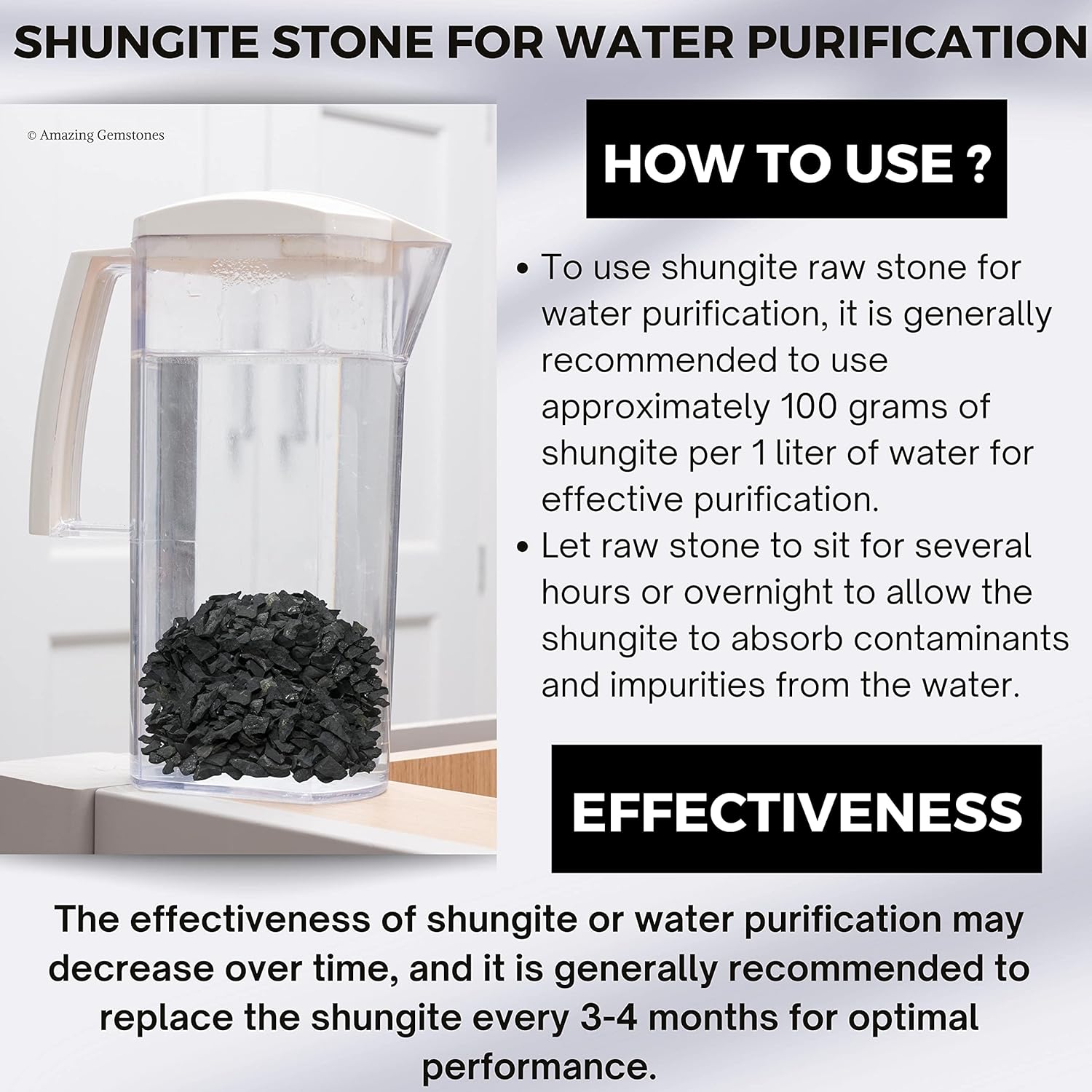 Raw Shungite Stones Crystal Rock, Real Shungite Stones for Water ...