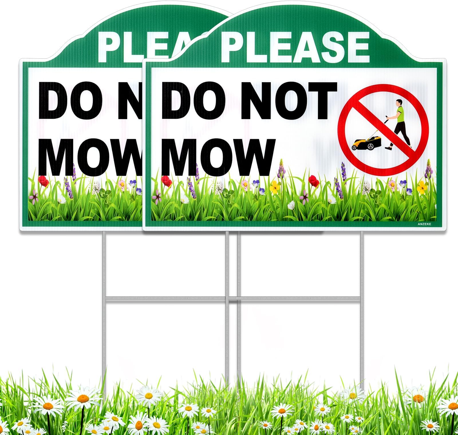 Amazon.com: 2 Pack Please Do Not Mow Metal Signs with Stake, 10" x 10 ...
