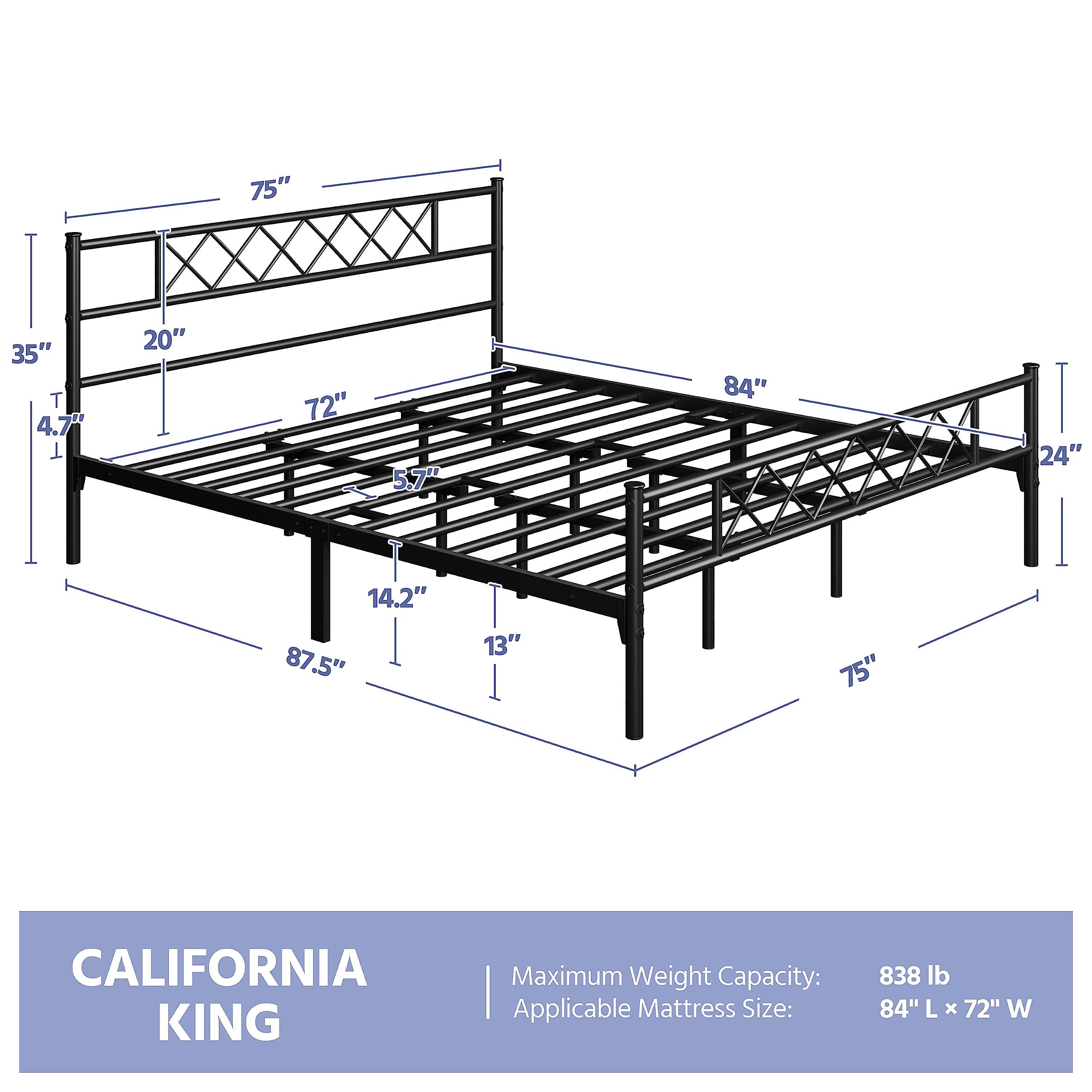 Snapklik.com : Yaheetech California King Metal Platform Bed Frame ...