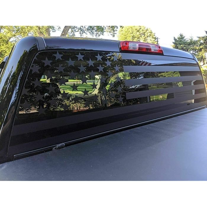 Buy American Flag Pick-Up Truck Back Window Decal Universal Any Truck ...