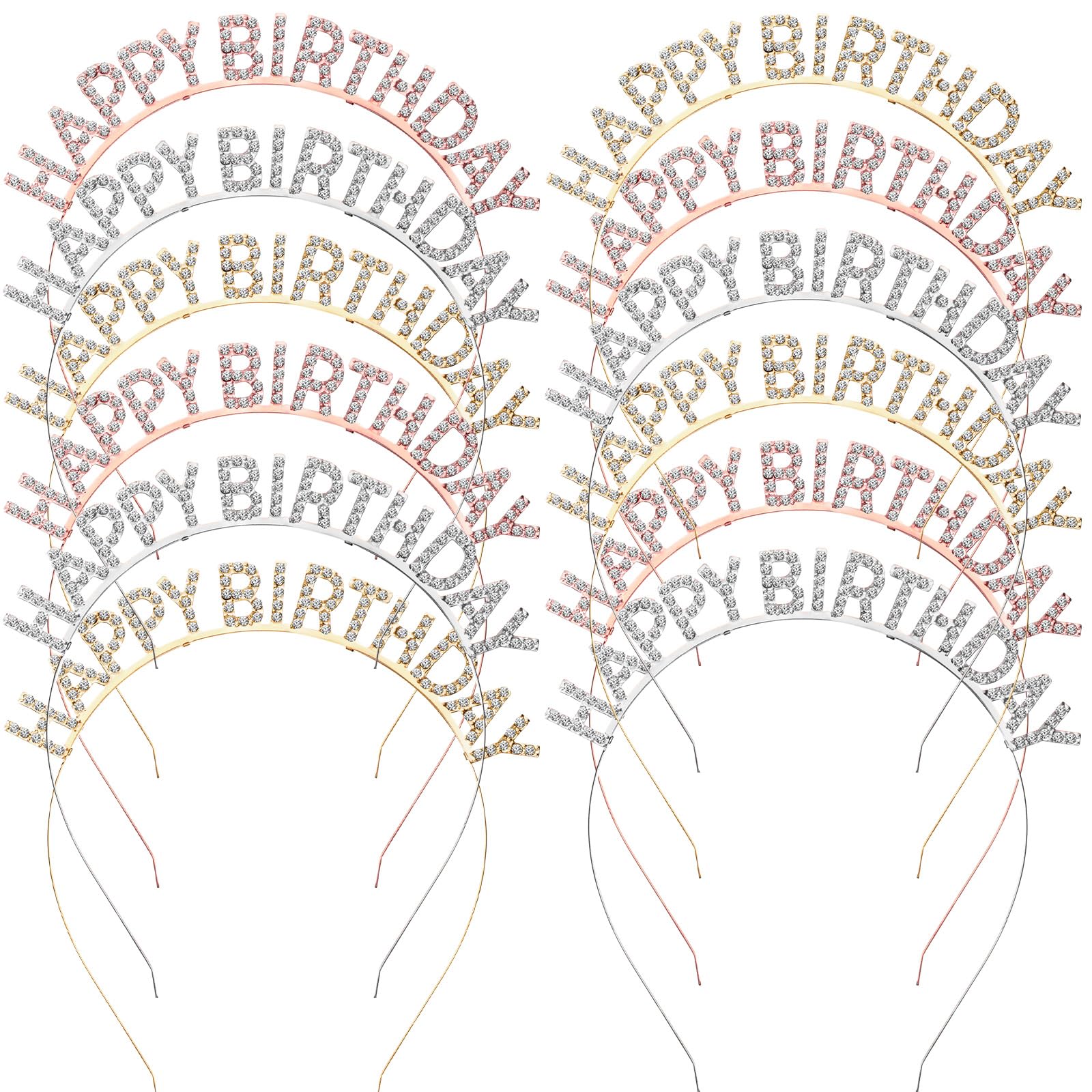 Amazon.com: Lyrow 12 Pcs Birthday Headbands Birthday Crowns for Women ...