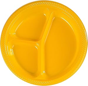 Yellow Divided Dinner Plates (20 count) : Amazon.co.uk: Home & Kitchen