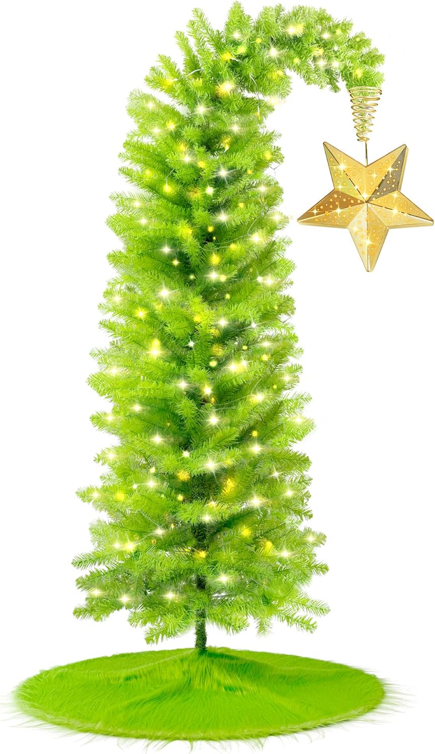Amazon.com: Varmax 6FT Grinch Christmas Tree with Lights, Bendable ...