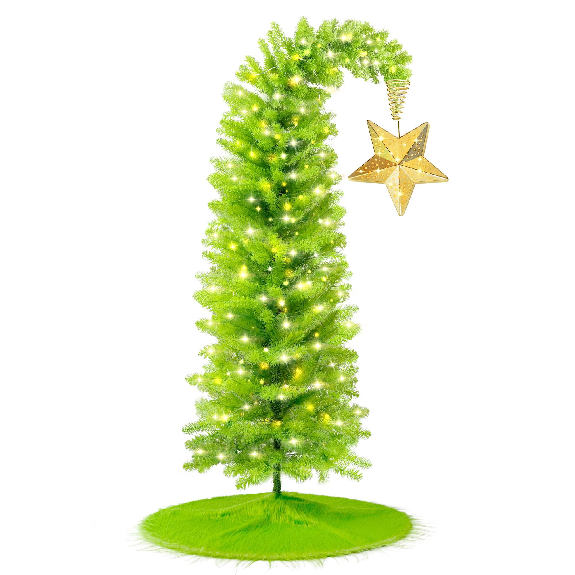 Amazon.com: Varmax 6FT Grinch Christmas Tree with Lights, Bendable ...