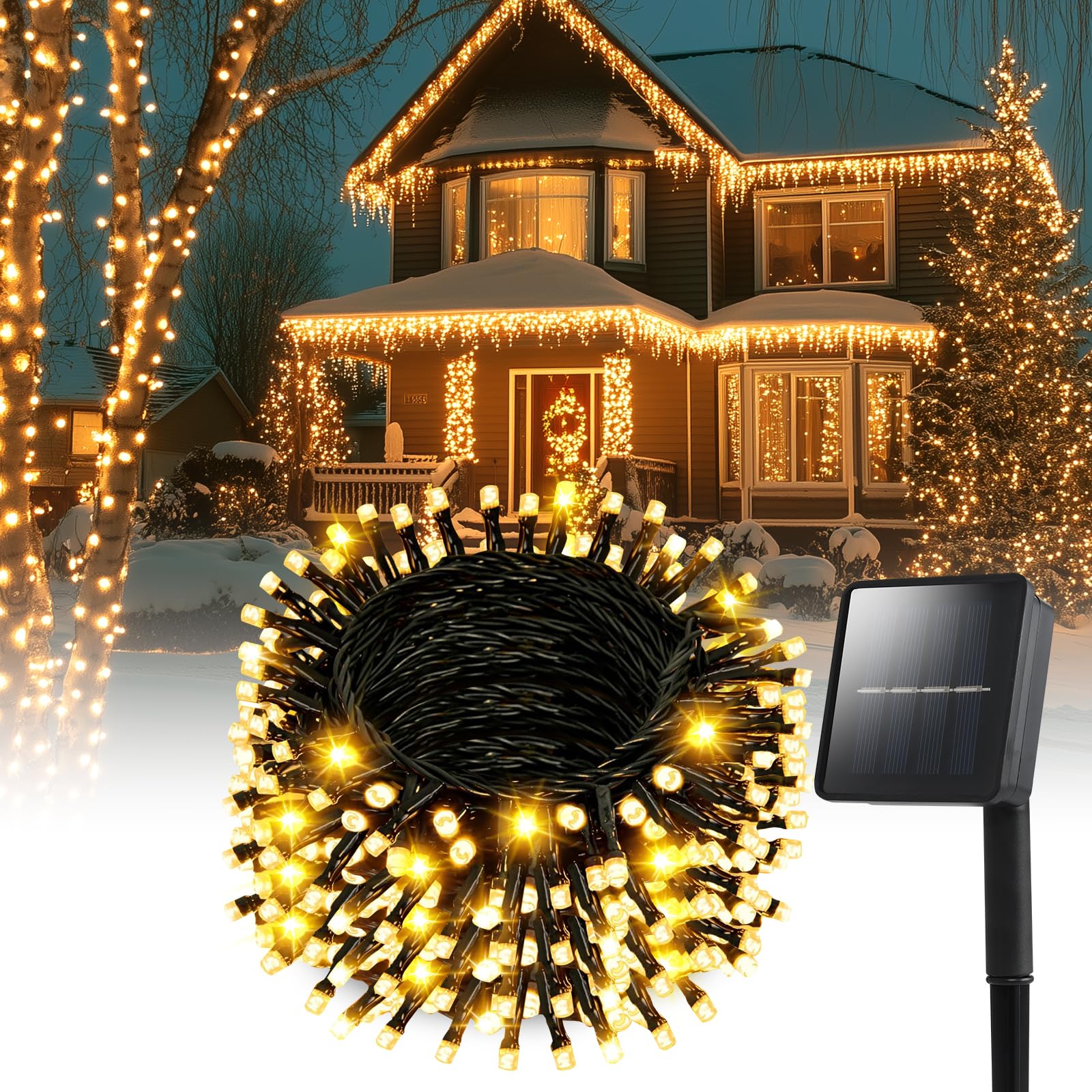 200 LED Solar String Lights 82FT Solar Christmas Lights Outdoor 8 ...