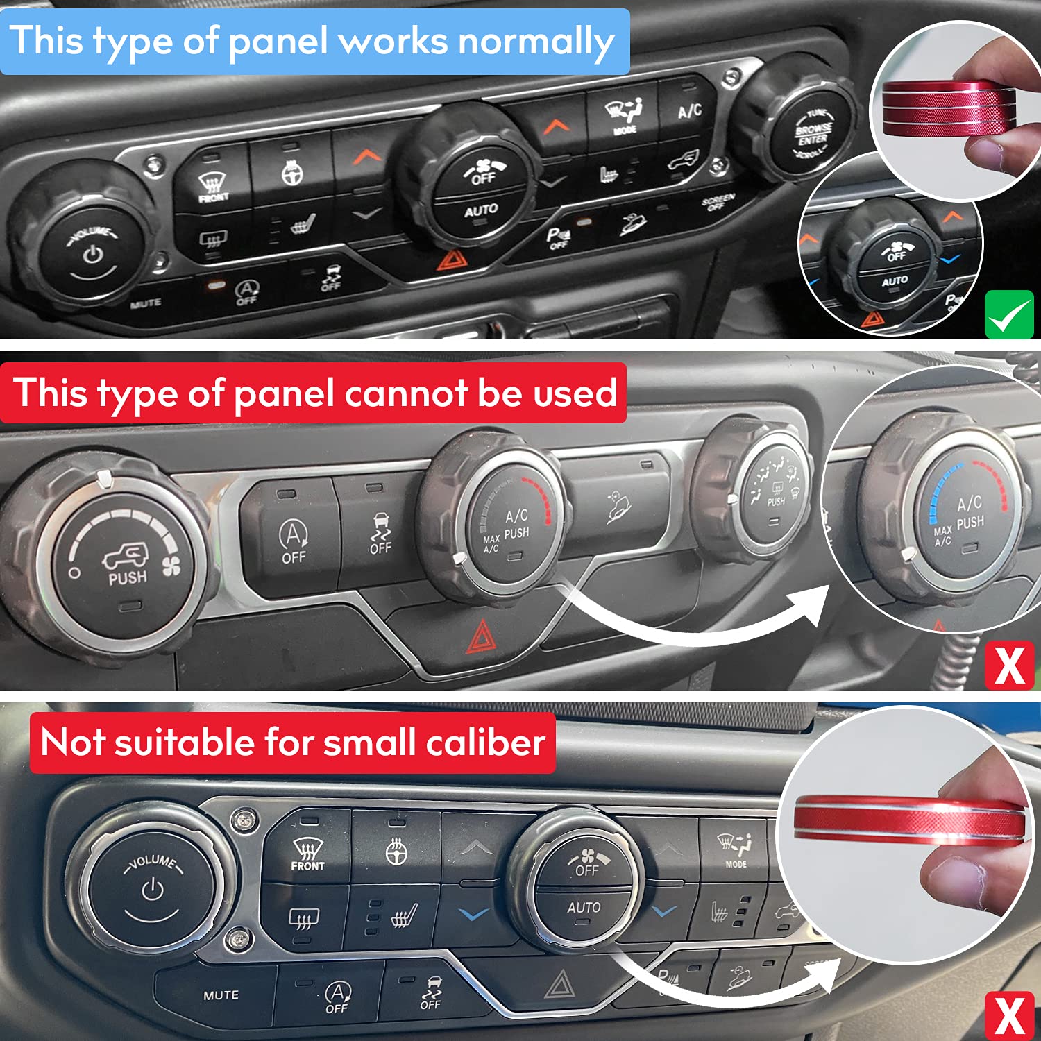 Snapklik.com : For JL JLU Air Conditioner Headlight Switch Knob Cover ...