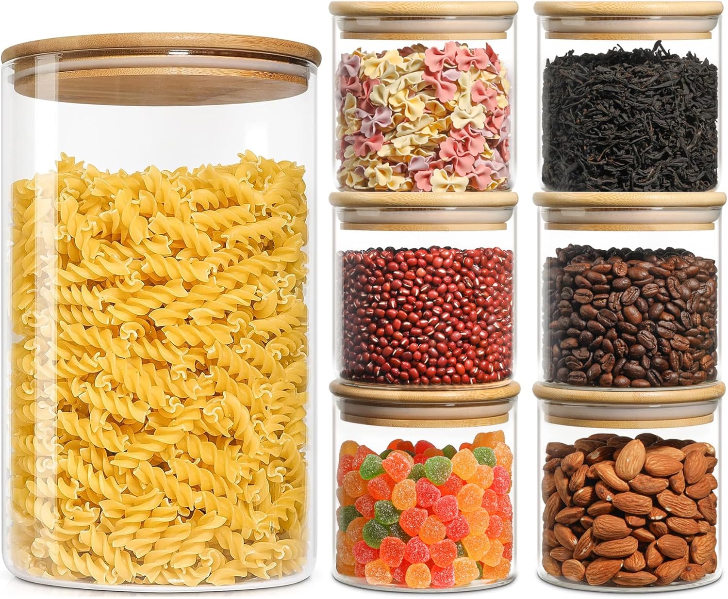 Amazon.com: ComSaf 20 oz Glass Food Storage Jars Set of 6 - Glass Jar ...