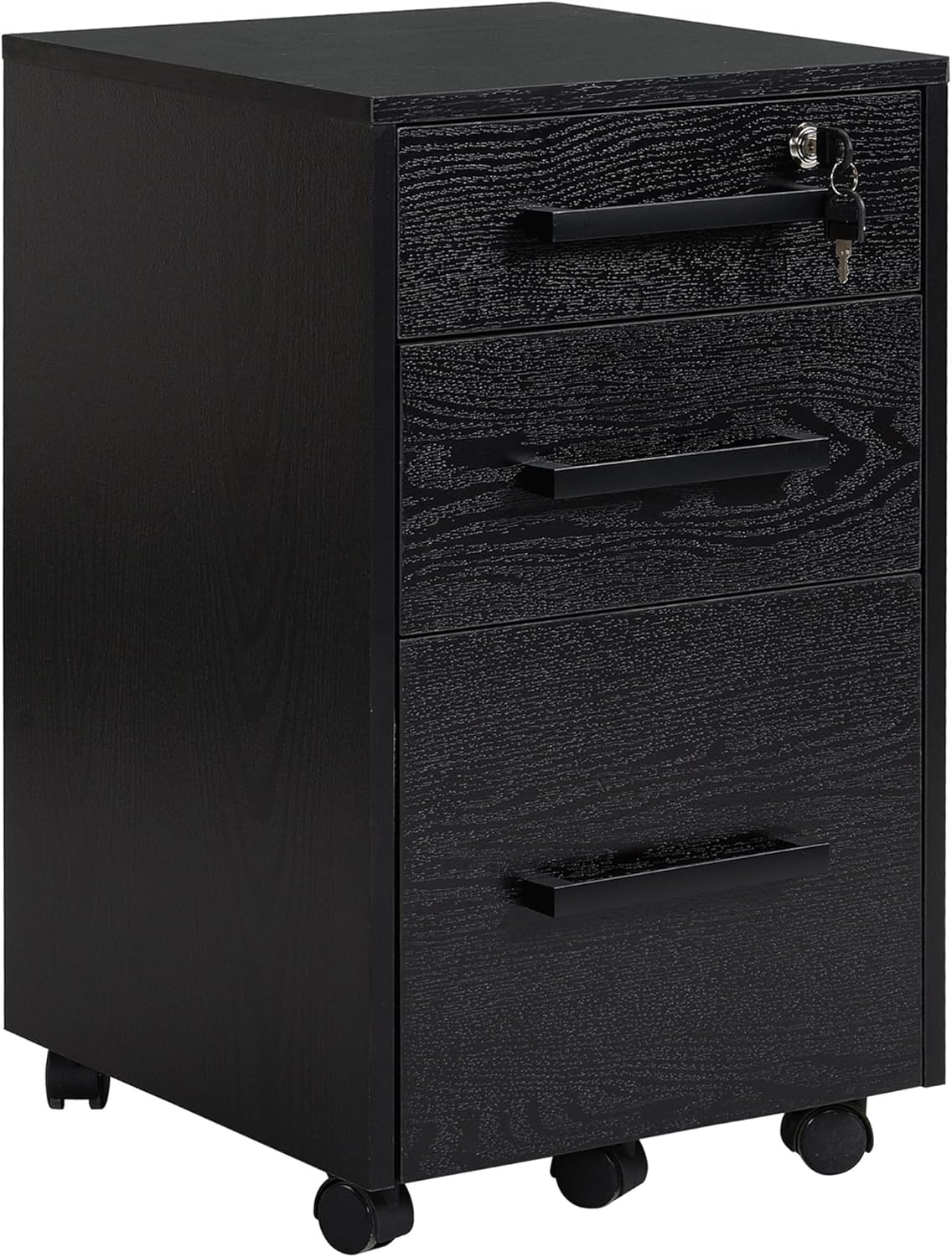 HOMCOM 3 Drawer File Cabinet with Lock and Flat Top, Lockable Filing ...