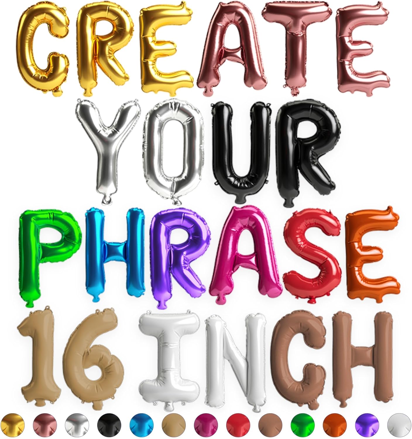 Amazon.com: HOUSE OF PARTY Custom Letter Balloons 16 Inch - 13 Colors ...