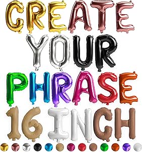 Amazon.com: HOUSE OF PARTY Custom Letter Balloons 16 Inch - 13 Colors ...