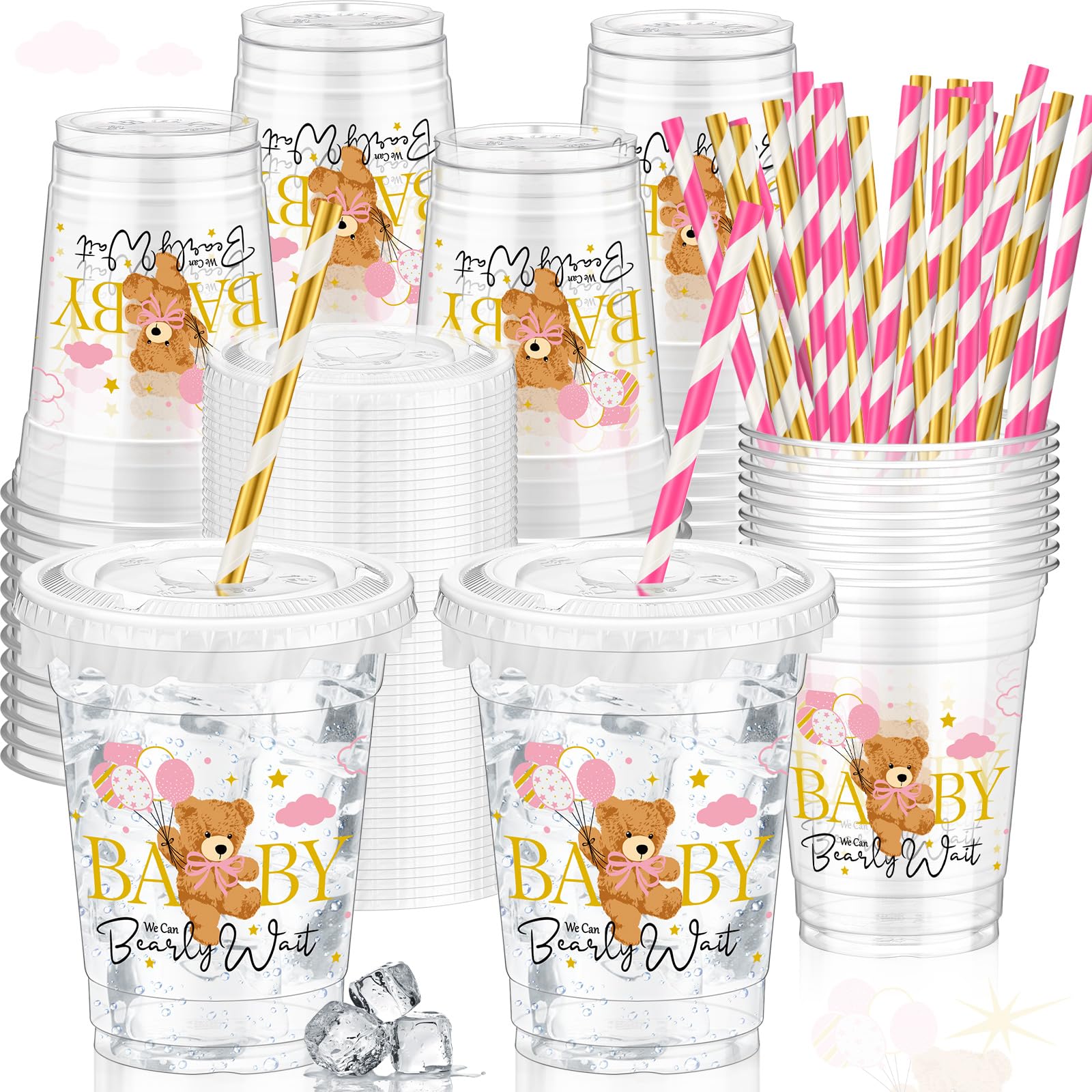 Amazon.com: FoldTier 50 Pcs Baby Shower Party Disposable Plastic Cup 12 ...