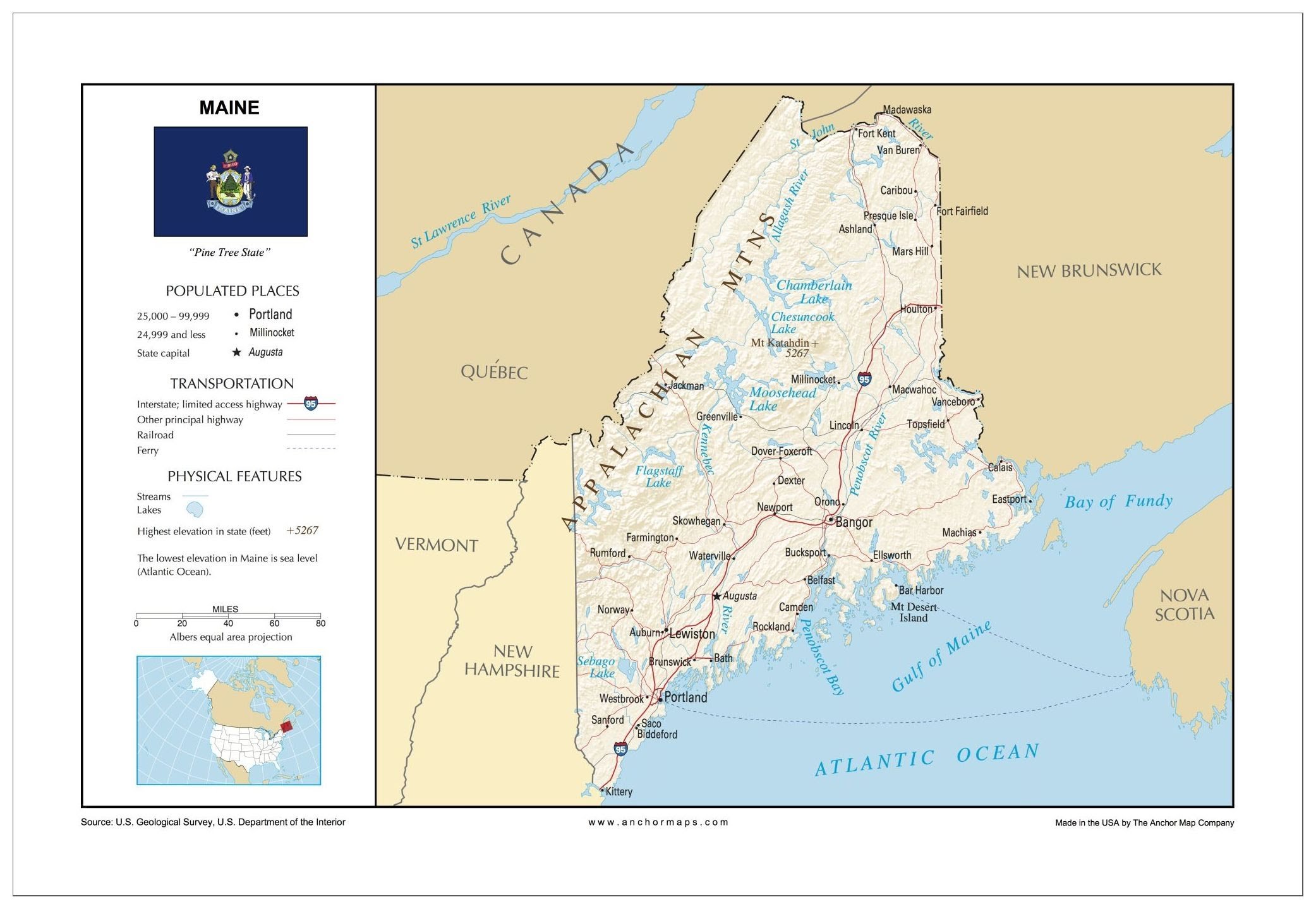 Buy 13x19 Maine General Reference Wall Map Anchor Maps USA Buy 13x19 Maine General Reference Wall Map Anchor Maps USA