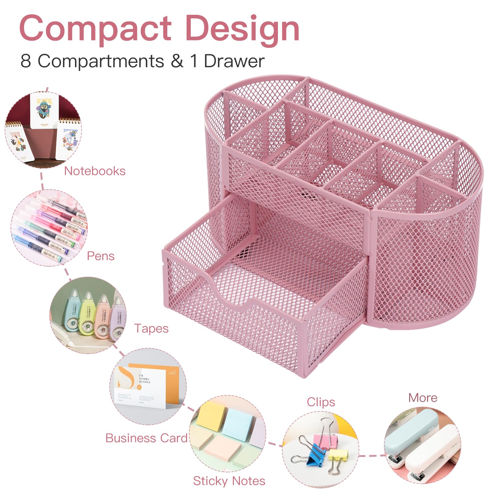 Snapklik.com : EOOUT Pink Desk Organizer, Pen Holder For Desk And ...